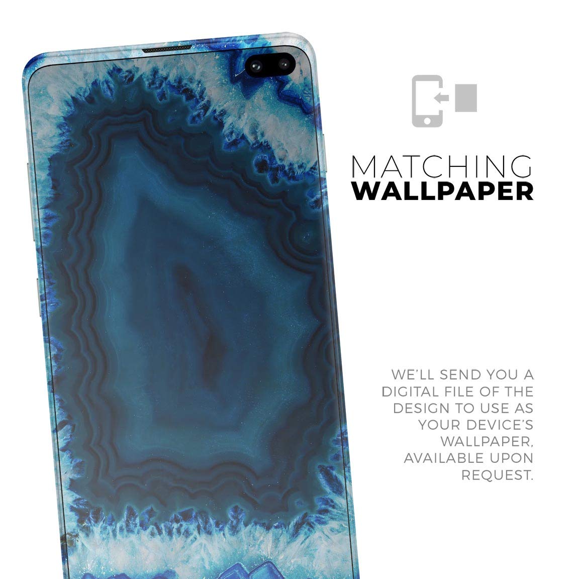 DesignSkinz Vivid Blue Agate Crystal Protective Vinyl Decal Wrap Skin Cover Compatible with The Samsung Galaxy S20 (Screen Trim & Back Glass Skin)