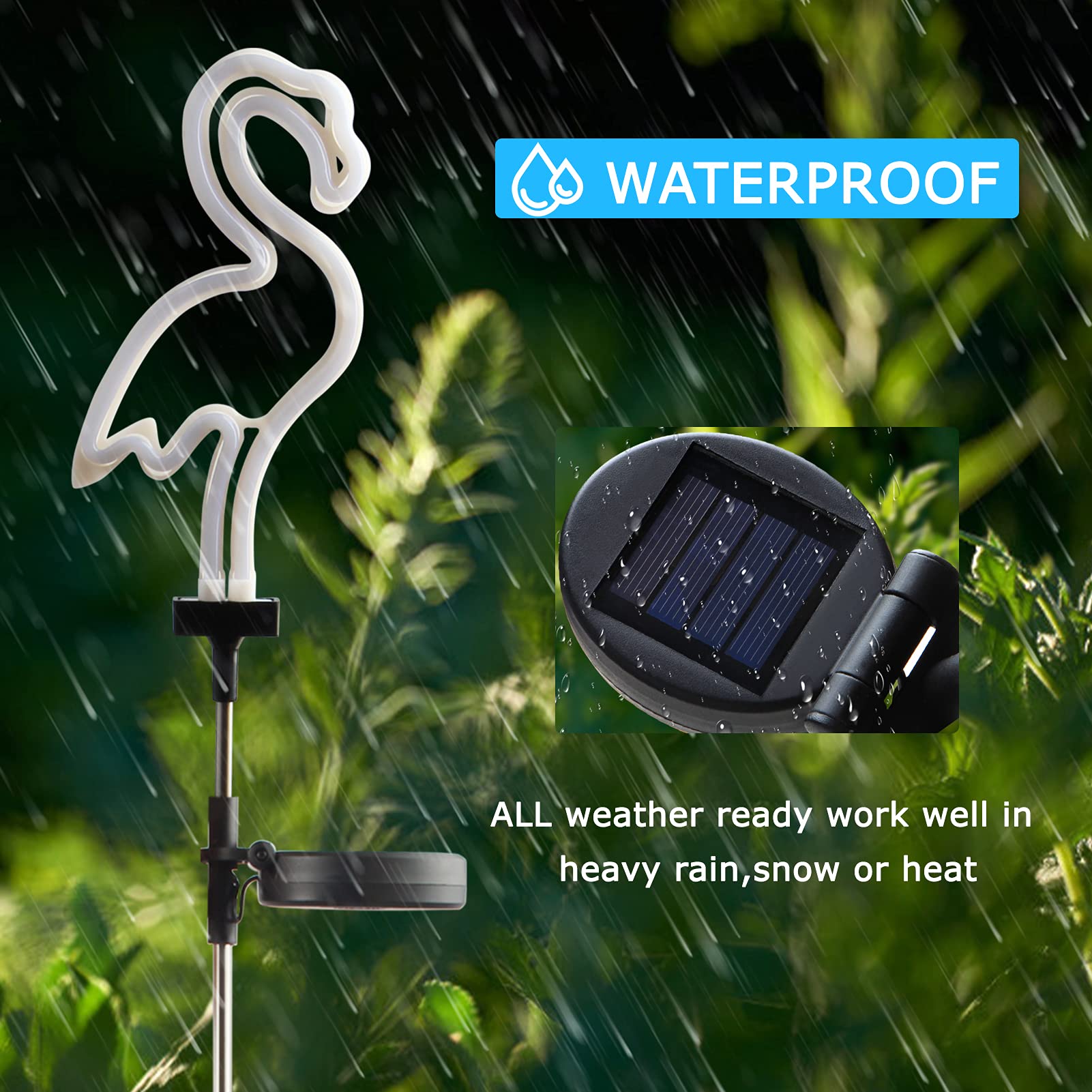 AHNNER Solar Garden Lights, Outdoor Lights Flamingo Neon Lights, Waterproof Outdoor Lights for Garden Patio Yard Pathway Decoration (1PACK)