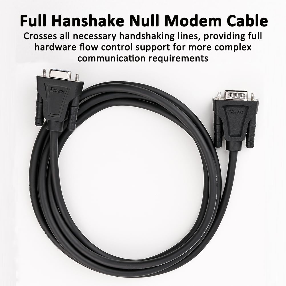 DTech 15ft DB9 RS232 Serial Cable Male to Male Null Modem Cord Full Handshaking 7 Wire Crossover for Data Communication Compatible with Computer Network Switch Router (15 Feet, Black)