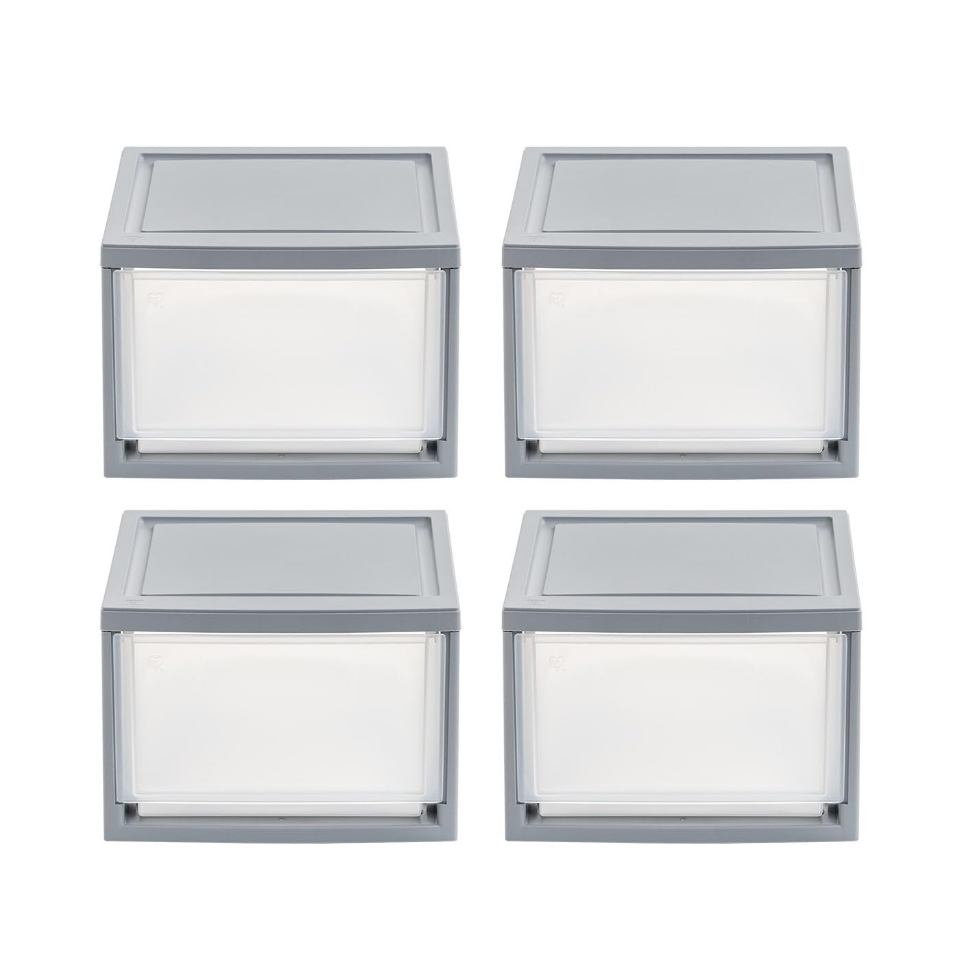 14 Quart Stackable Clear Plastic Storage Drawer, Gray, Set of 4