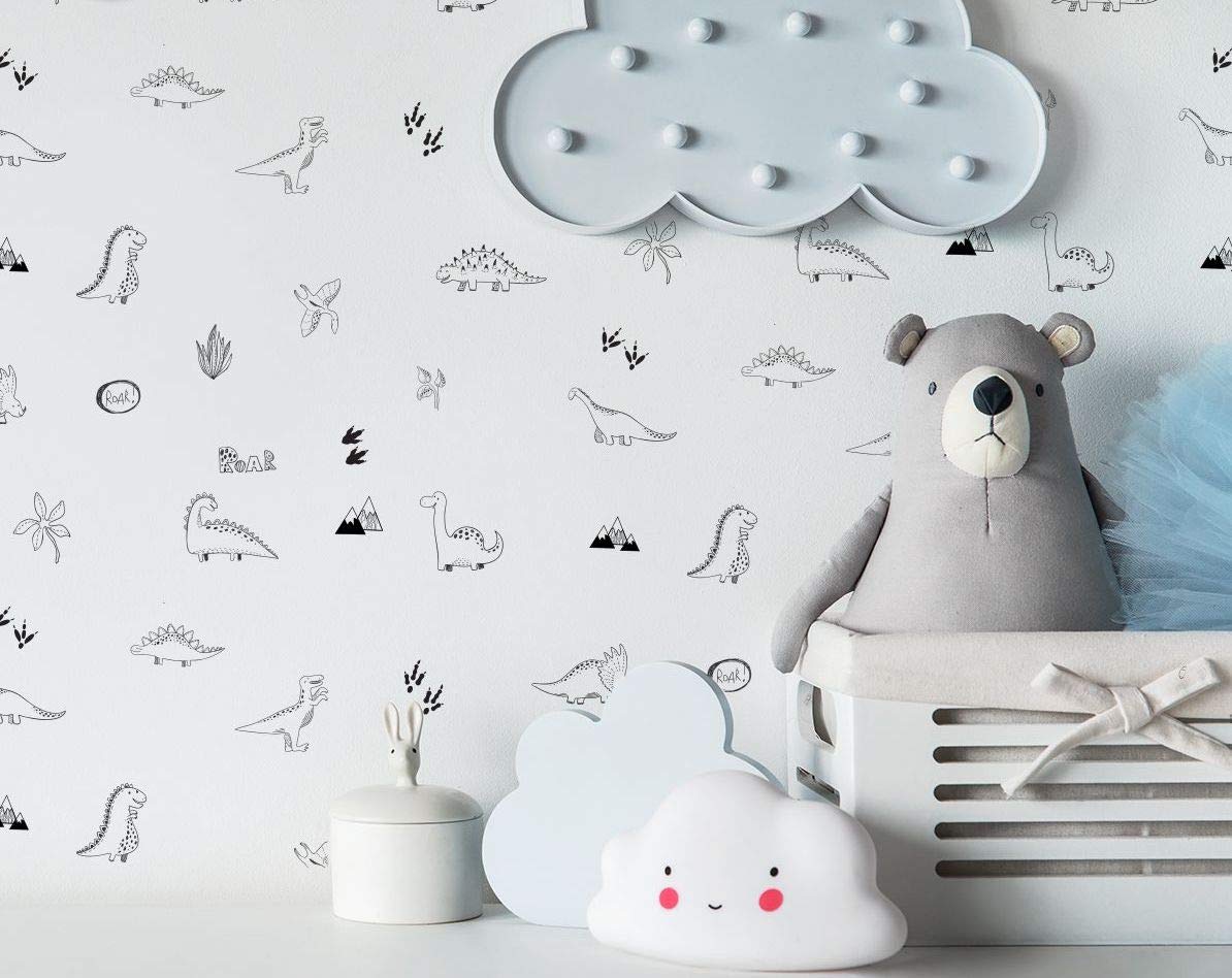 Baby RyRo London Stylish Dinosaur Wall Decals - Charming Baby Room Decor, Dinosaur Wall Decor, Dinosaur Wallpaper, 36 Dino Wall Decals, Peel and Stick Wallpaper, Peel and Stick.