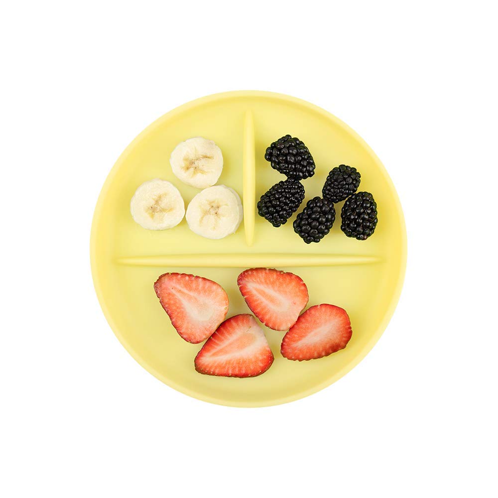 Olababy Training Fork, Training Spoon and Suction Plate(Lemon) Bundle