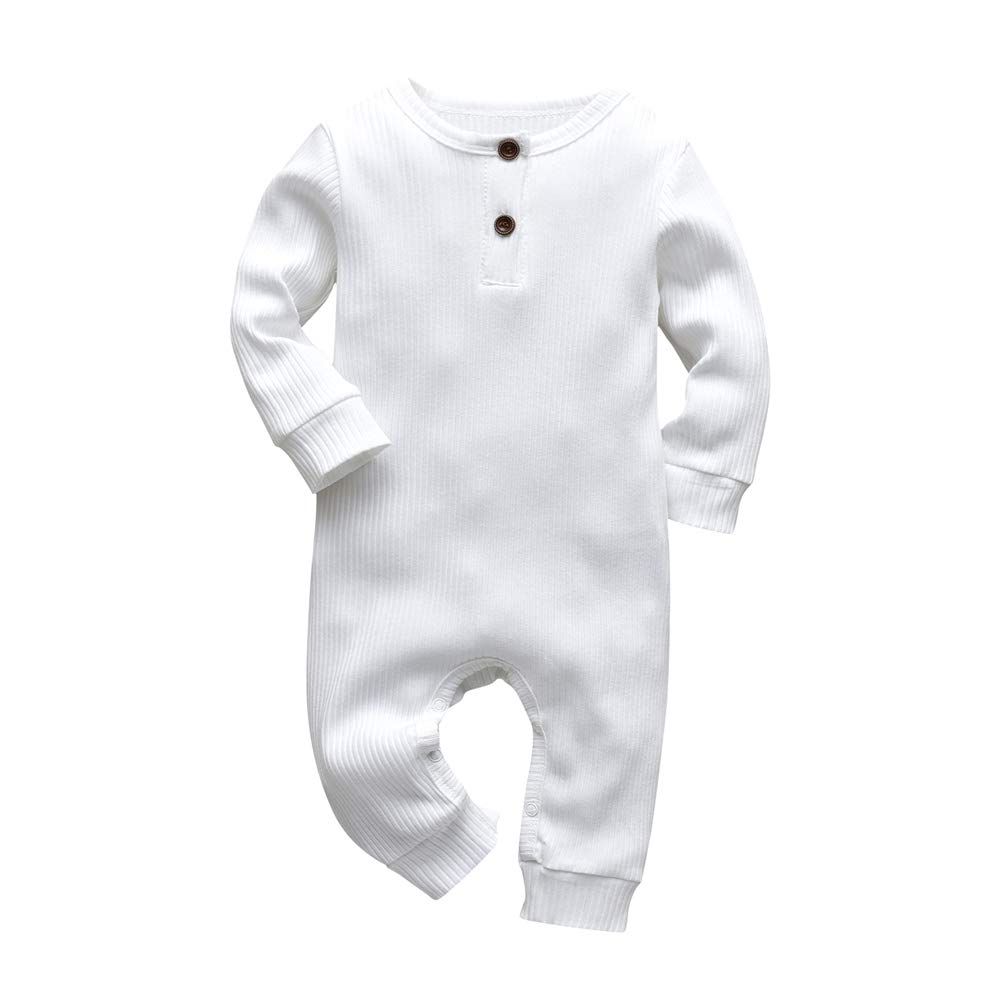 Eghunooy Baby Boy Girl Solid Color One Piece Romper Jumpsuit Outfits Clothes (Newborn) White