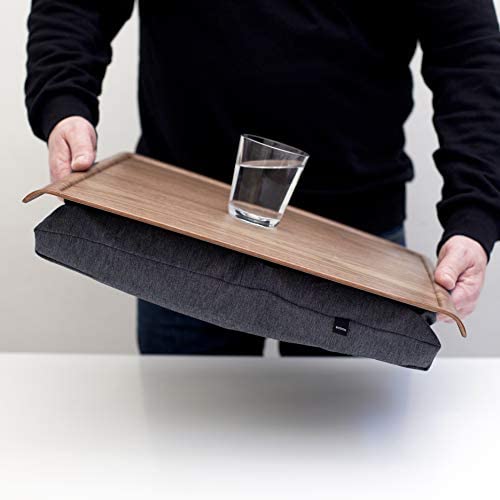 Anti-Slip Laptray - Walnut Wood with Salt & Pepper Gray Cushion