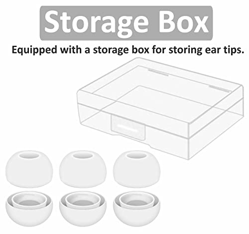 3 Pairs Compatible with AirPods Pro and Pro 2 Ear Tips Buds, Medium Size Replacement Silicone Rubber Eartips Earbuds Gel Cover Accessories Compatible with AirPods Pro 2nd 1st - Medium White