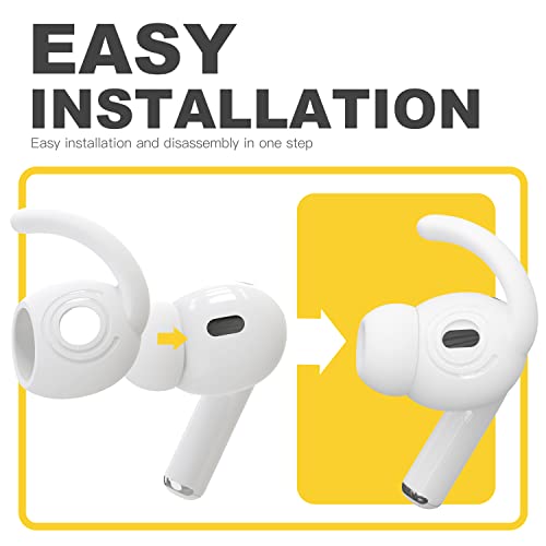 3 Pairs DamonLight Ear Hooks for AirPods Pro 2 Anti-Slip Anti-Scratches Sport Ear Tips Compatible with AirPods Pro 2nd Generation 2022 Released - White