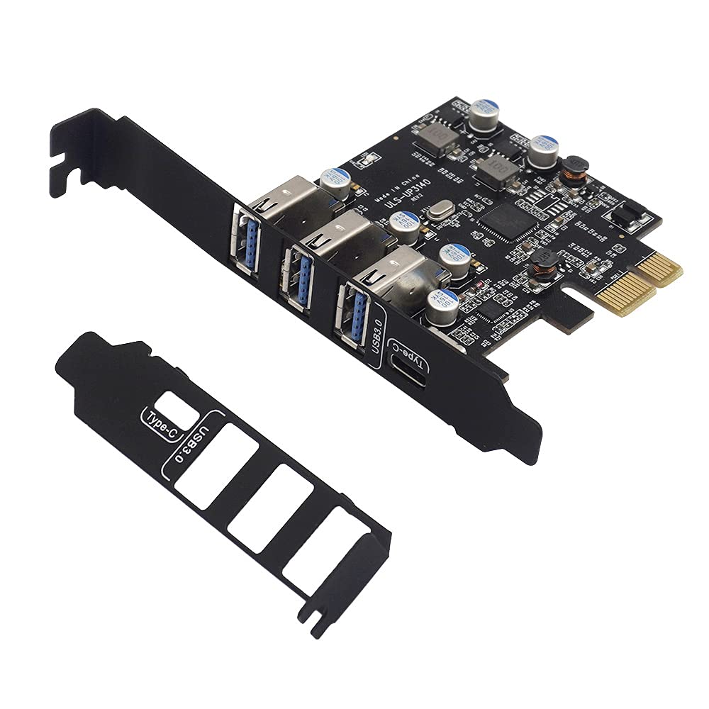 PCI-E to USB 3.0 4 Ports(1 X USB-C - 3 X USB-A) Expansion Card, PCI Express USB Add in Expansion Card, Internal USB3 Hub for Desktop PC Host Card Support Windows 10/8/7/XP and MAC OS 10.8.2 Above