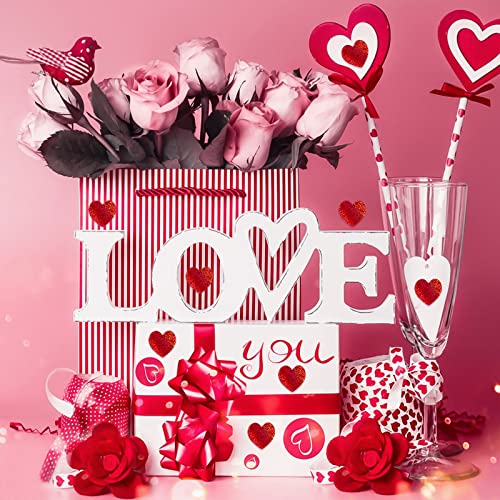 1000 PCS Glitter Red Heart Stickers - 1" Heart Decorative Labels for Valentine's Day Wedding Anniversaries Decorations