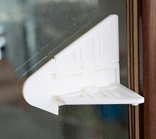 Alamic Adhesive Sliding Door Lock for Patio, Closet, Windows, RV, Baby Proof Child Safety Latch, No Tools Needed, White - 6 Pack