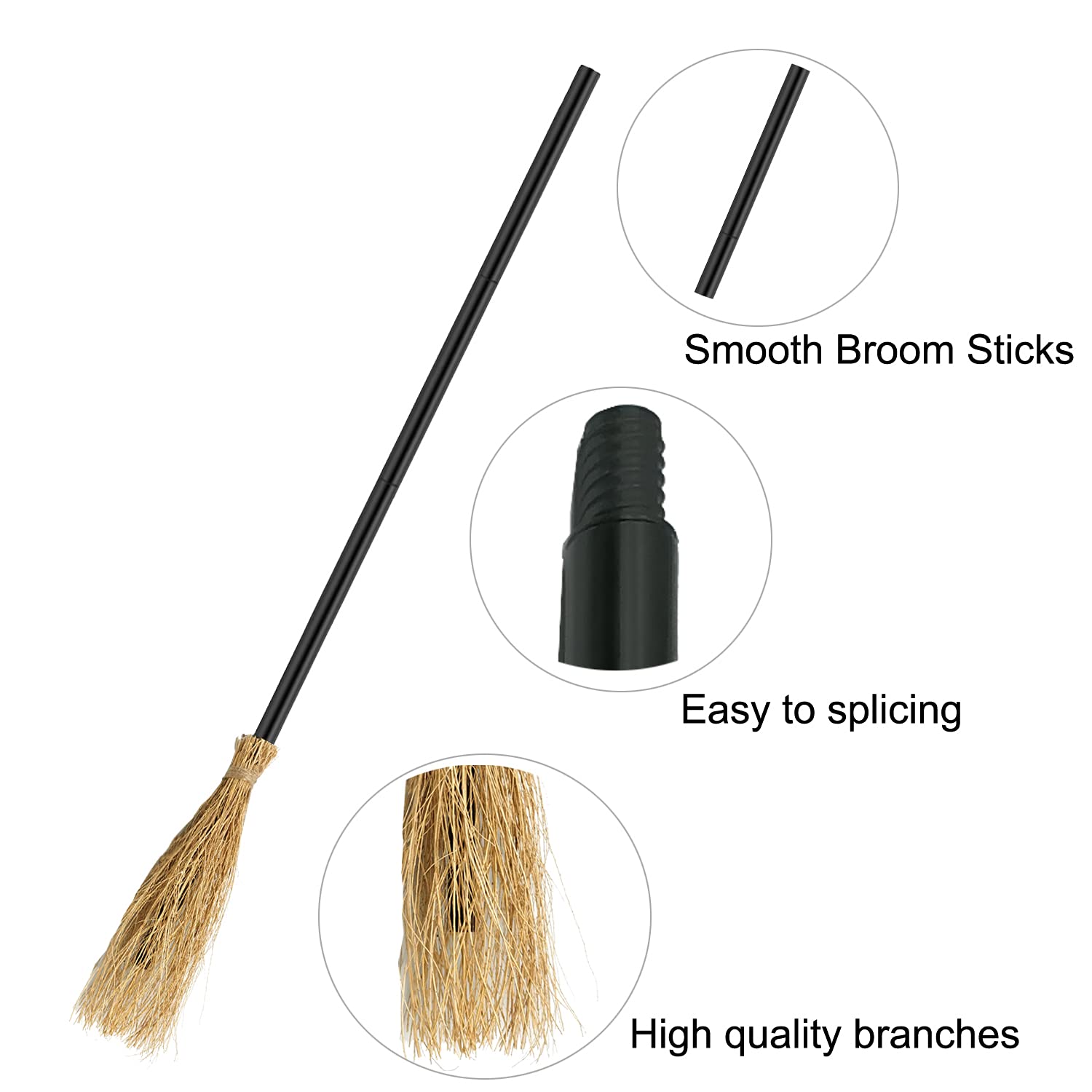 Medoore 2 Pack Halloween Witch Broom Plastic Witch Broomstick Cosplay Broom Props, Realistic Wizard Flying Broom Stick Accessory