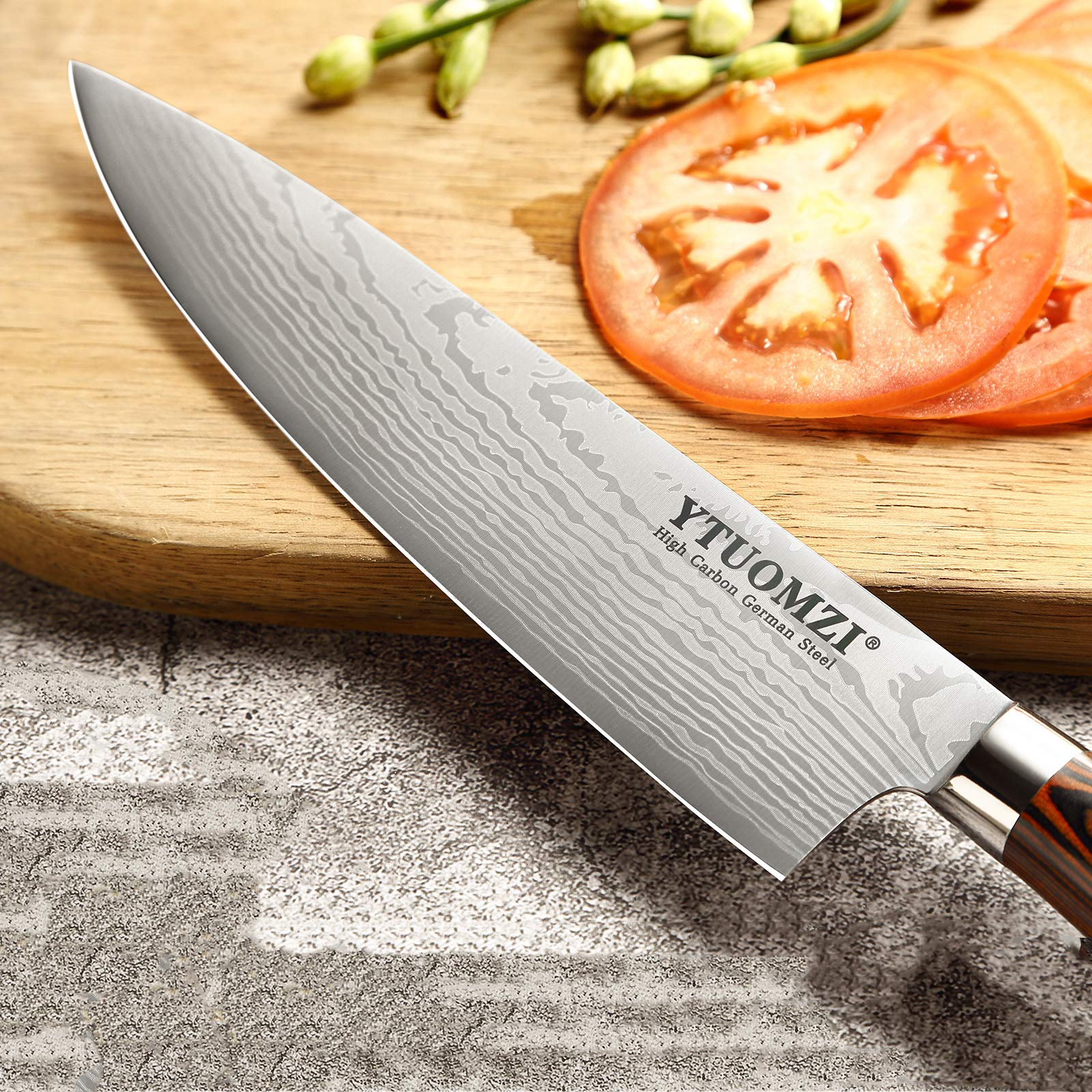 Ytuomzi Razor-Sharp Chef Knife, 8-inch High Carbon Stainless Steel Chef's Knife for Home Kitchen & Restaurant, 8" Chef Kitchen Knife with Sheath & Gift Box, Ergonomic Handle
