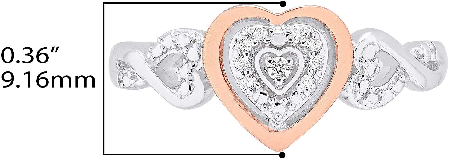 14K Rose Gold Plated .925 Sterling Silver Diamond Accented Three Heart Infinity Promise Ring (I-J Color, I2-I3 Clarity) - Size 5