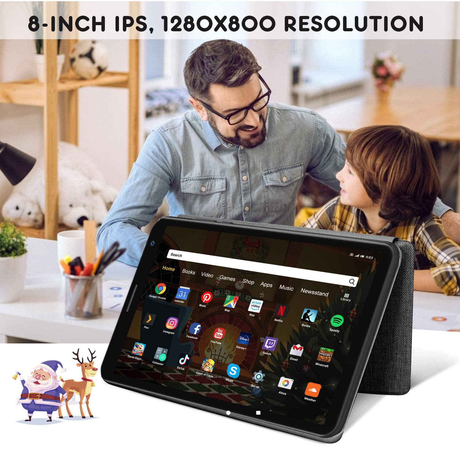 DUODUOGO Android 10.0 Tablets 3GB RAM 32GB ROM 128GB Extended, 4 Core 1.6Ghz CPU, Dual Camera, 8 Inch WiFi Tablet PC (Gray)