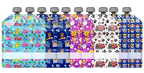 Simple Modern Viacom Nickelodeon Reusable Baby Food Pouches for Toddlers | BPA Free Plastic refillable freezer safe squeeze pouch | 10 pack | 5oz | Paw Patrol