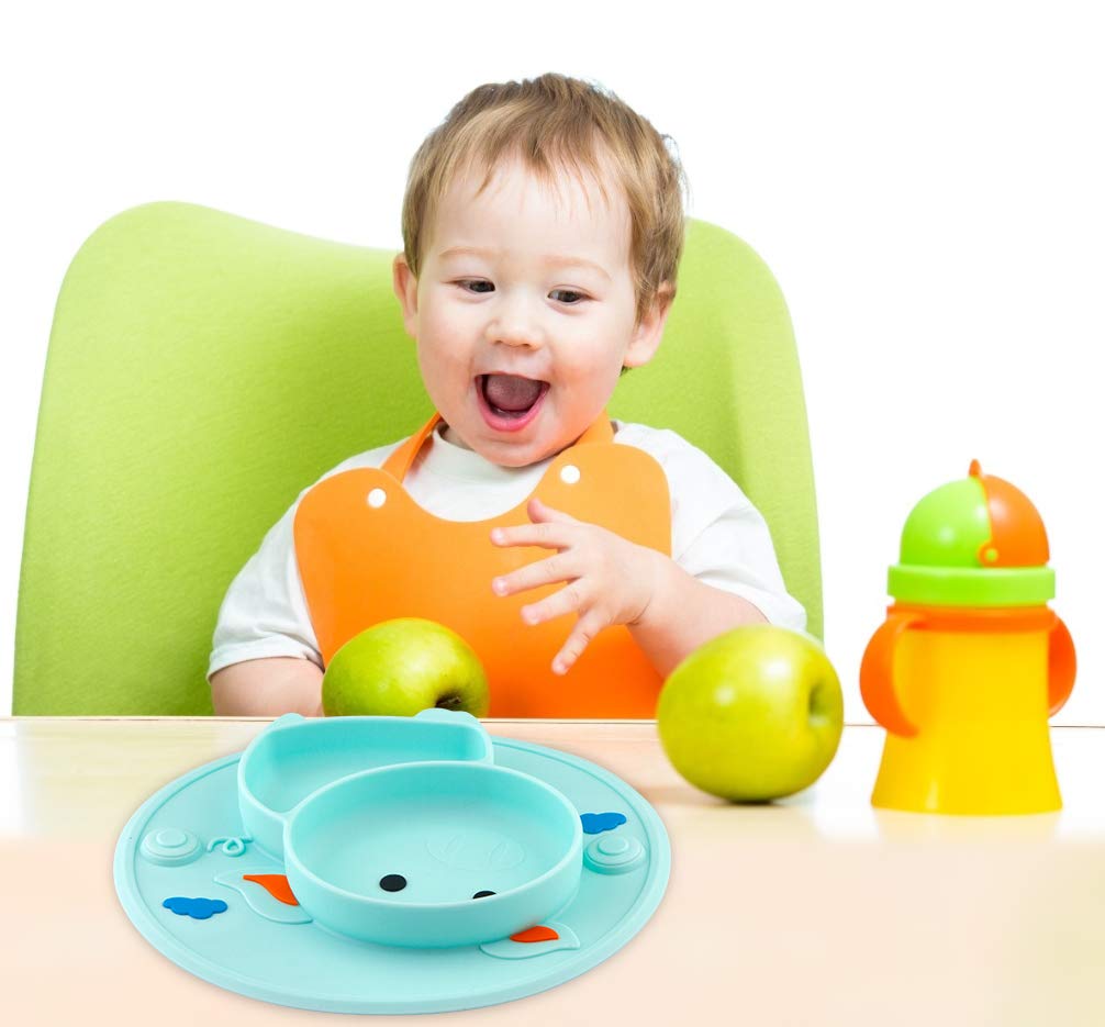 Baby Silicone Plate, Toddler Suction Plates Mini Plate Placemat for Kids and Infants Self Feeding, BPA Free, Microwave & Dishwasher Safe