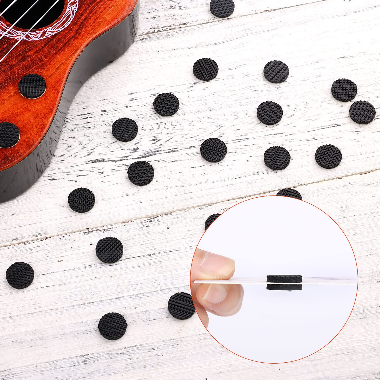 AIEX 30 Pcs Grips for Guitar Picks, Rubber Guitars Pick Grip, Self-Adhesive Round Guitar Grips for Guitars Picks Stop Dropping (Black, Only Grips)