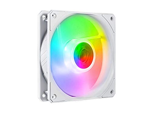 Cooler Master SickleFlow 120 ARGB Fan (White Edition) - 120mm Square Frame Fan, Air Balance Curve Blade Design, PWM Control for Computer Case & Liquid Radiator (SickleFlow 120 ARGB, White)