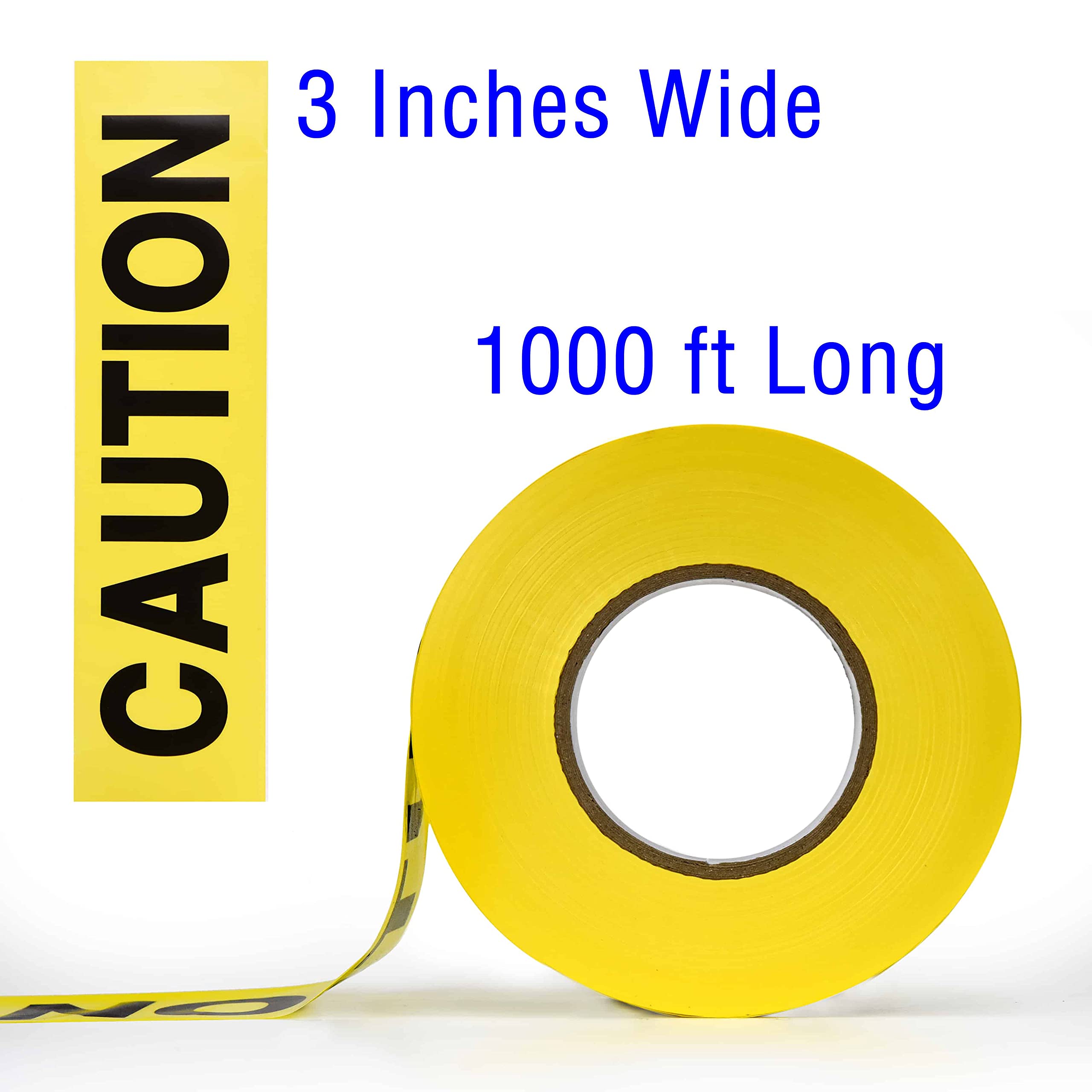 Caution Tape | Black and Yellow | Warning Keep Out | Halloween | Crime Scene Police Tape | Danger Barricade Hazard Construction Tape Roll | Do Not Enter | Flagging | 3 In x 1000 FT | by Teegan Tapes