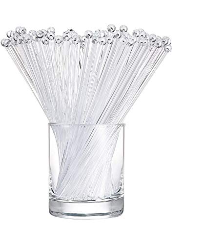 Ball Head Stirrer Disposible Plastic Round Top Crystal Swizzle Sticks ïŒCrystal Cake Pops, Cocktail Coffee Drink Stirrers 100 Pieces (Clear)