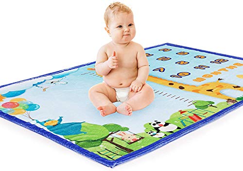 Baby Monthly Milestone Blanket - Large 60"x40" Memory Blanket w/Growth Tracker, Soft Fleece First Year for Girl, Boy, Monthly Nursery Swaddling Blankets for Newborn Beautiful Shower Gift