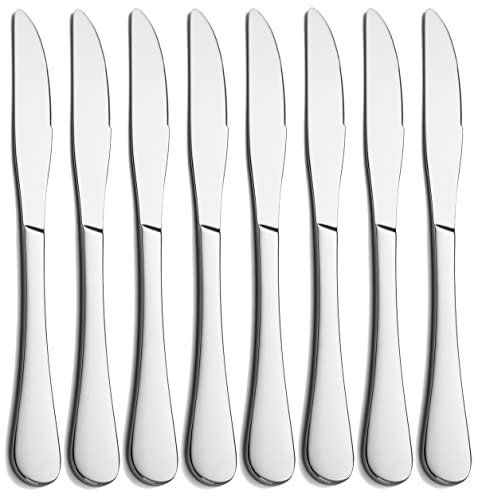Wyt Dinner Knives Set of 8, Stainless Steel 8 Piece Dinner Knife, Silverware Cutlery Table Knives 9.1-Inch, Mirror Polish and Dishwasher Safe