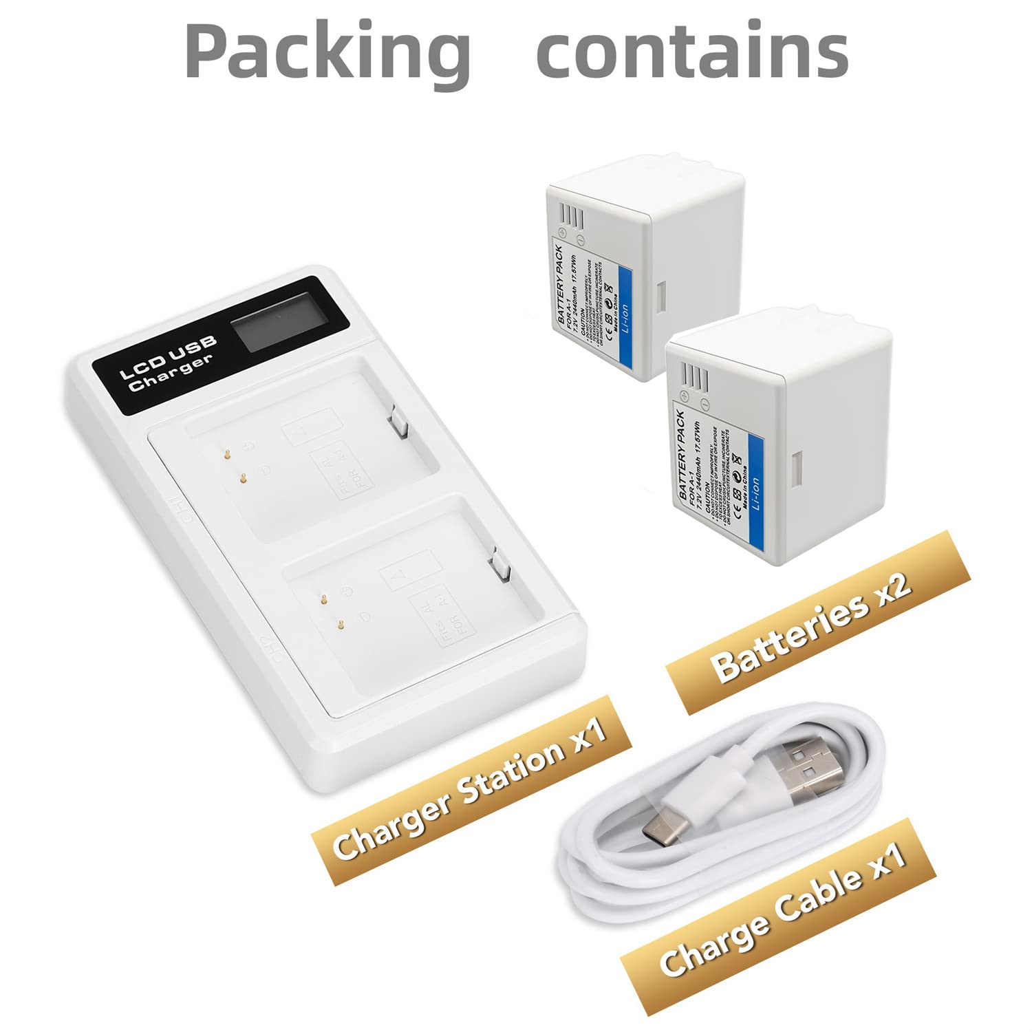 2-Pack Rechargeable Battery for Arlo Pro/Pro 2(VMA4400), 7.2V 2440mAh Replacement Battery with Dual Contect Charger Station Compatible with Arlo Spotlight Camera (for PRO/PRO 2)