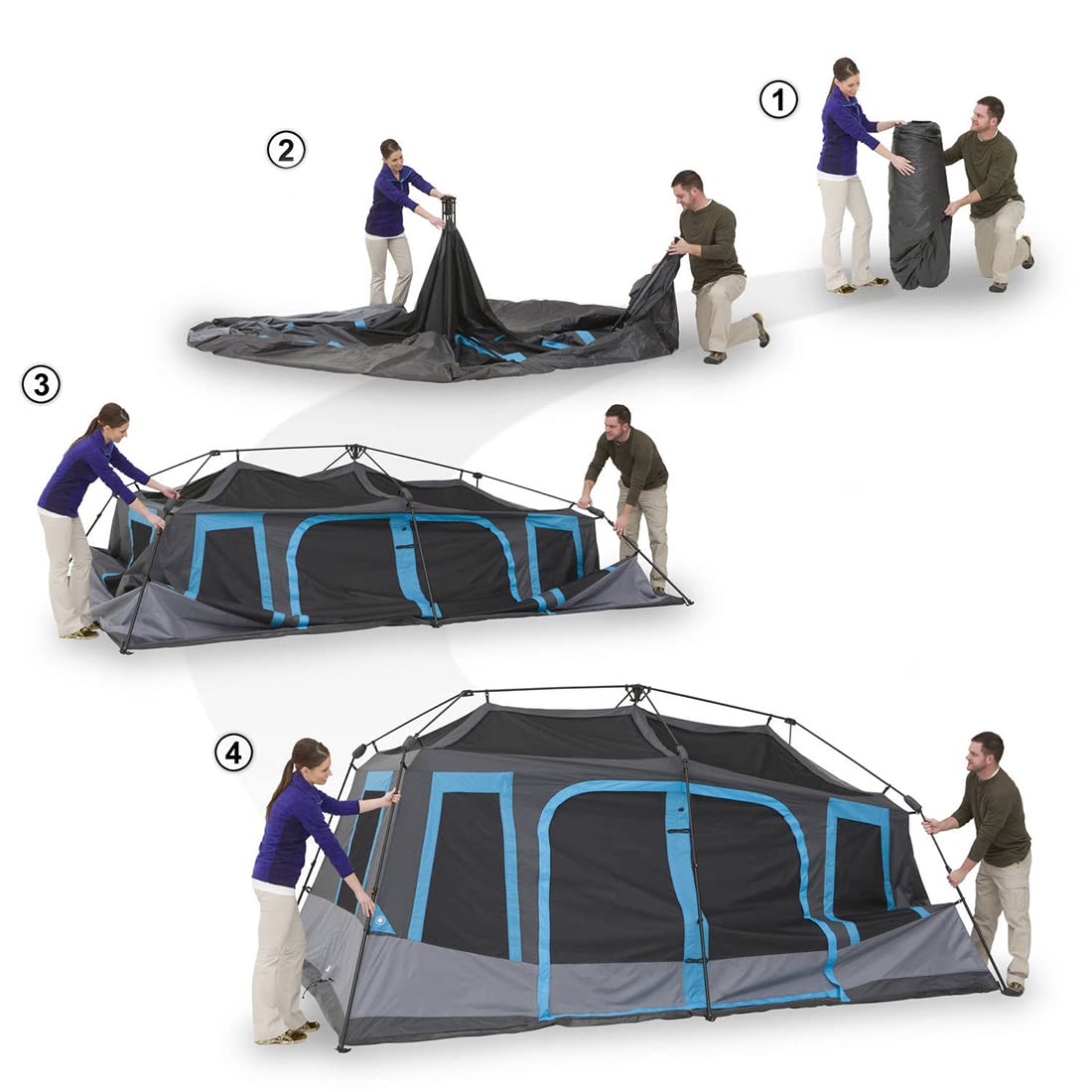 14' x 10' Large Family Cabin Tent 10-Person Dark Rest Instant Cabin Tent for Camping