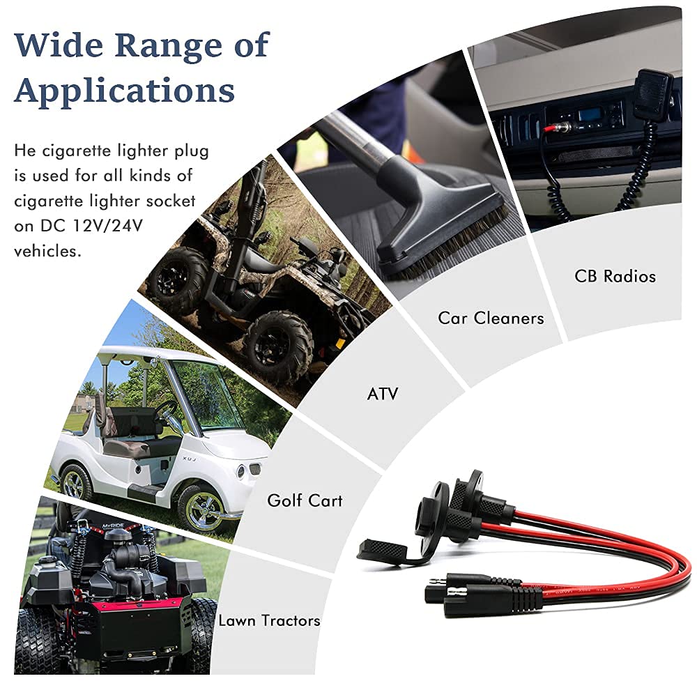 2 Pack SAE Power Socket Sidewall Port, Weatherproof SAE Quick Connector Harness, SAE Adapter Male Plug to Female Socket Cable 12AWG SAE Cable with 8 Screws for Solar Generator Battery Charger