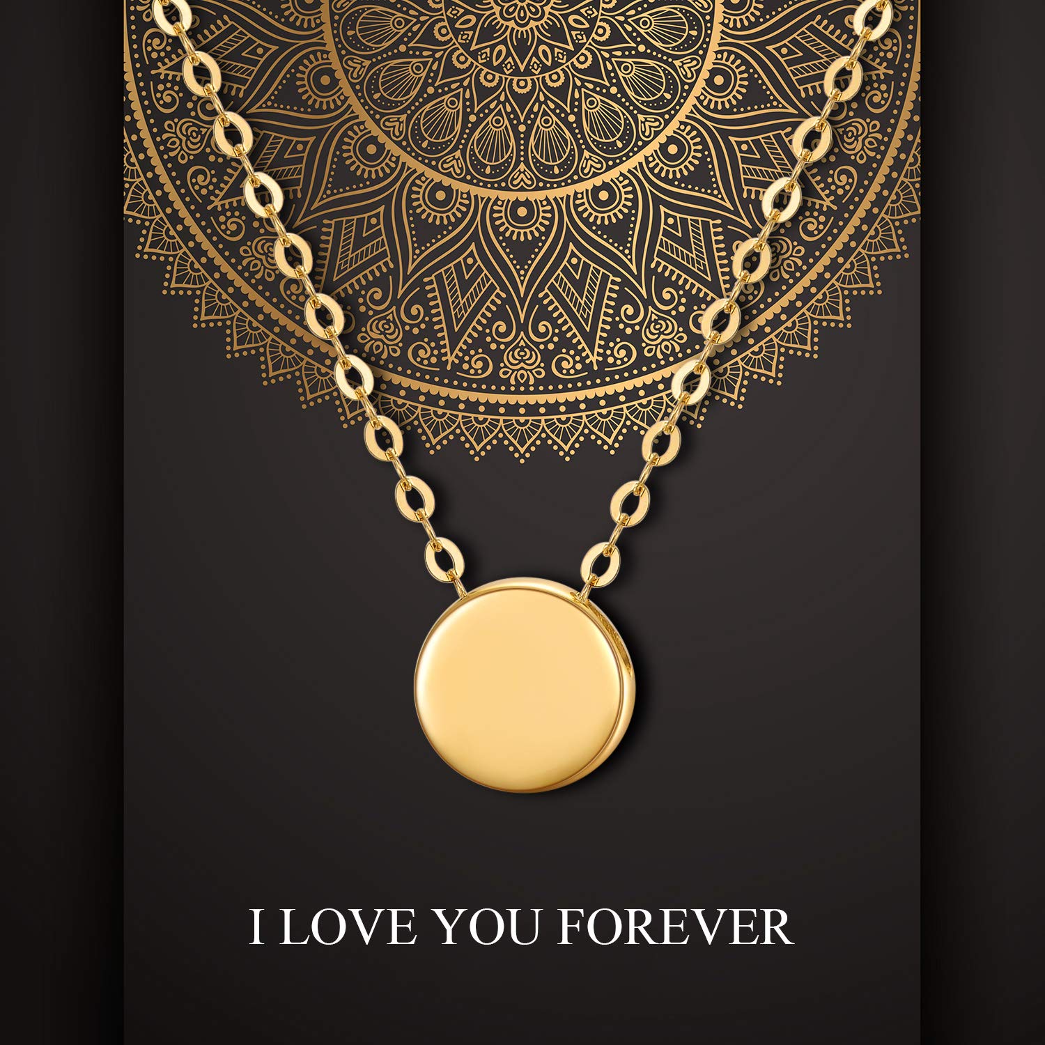 14K Solid Gold Dot Necklace for Women 7mm Round Dot Adjustable Choker Pendant Necklace Fine Jewelry for Her, Wife, Mom, Girls 16"-18"