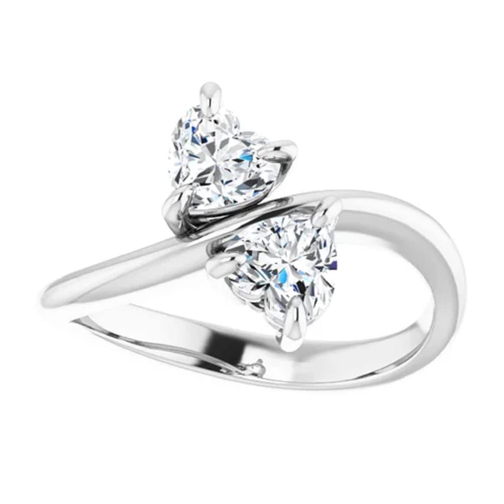 10K Solid White Gold Handmade Engagement Ring 2 CT Heart Cut Moissanite Diamond Solitaire Wedding/Bridal Rings Set for Women/Her Propose Ring (8.5)