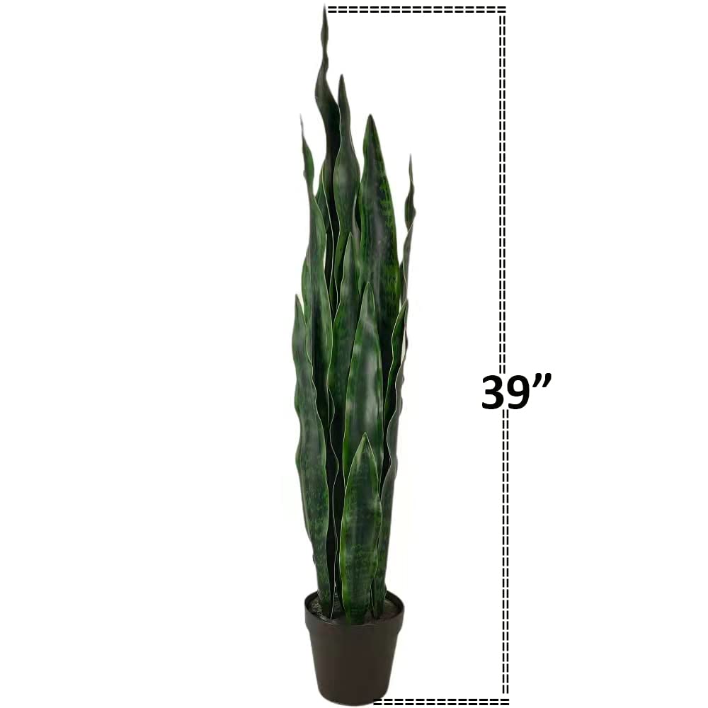 Ailimama Artificial Snake Plant 39In Green Fake Sansevieria, Perfect Faux Plants for Home Garden Office Store Decoration