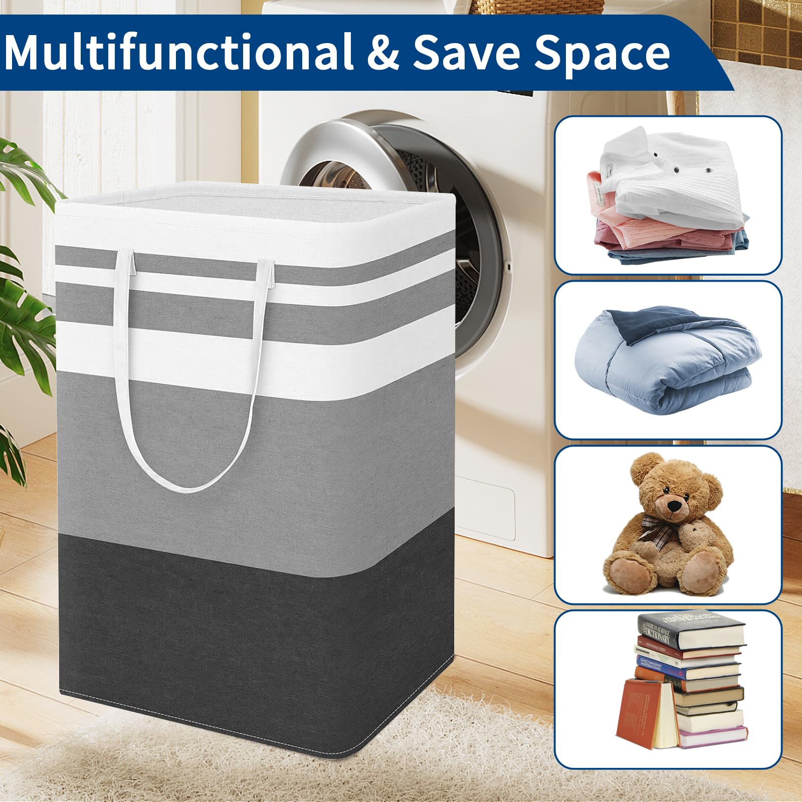 2-Pack Collapsible Laundry Basket, Terfik Waterproof Dirty Clothes Laundry Hamper, Durable Foldable Laundry Basket for Blanket, 75L Large Laundry Baskets Organizer in Laundry, Bedroom & Bathroom Room