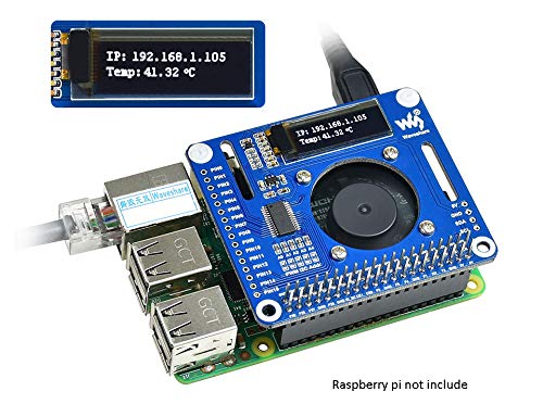 Coolwell Waveshare PWM Controlled Fan HAT for Raspberry Pi I2C Bus PCA9685 Driver with Real Time Temperature Monitor Auto Adjustment Up to 16-Ch PWM Output