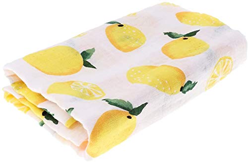 Baby Swaddle Blanket Unisex Boys Girls Cotton Muslin Swaddling Blanket Nursing Cover & Burping Cloth - Lemon