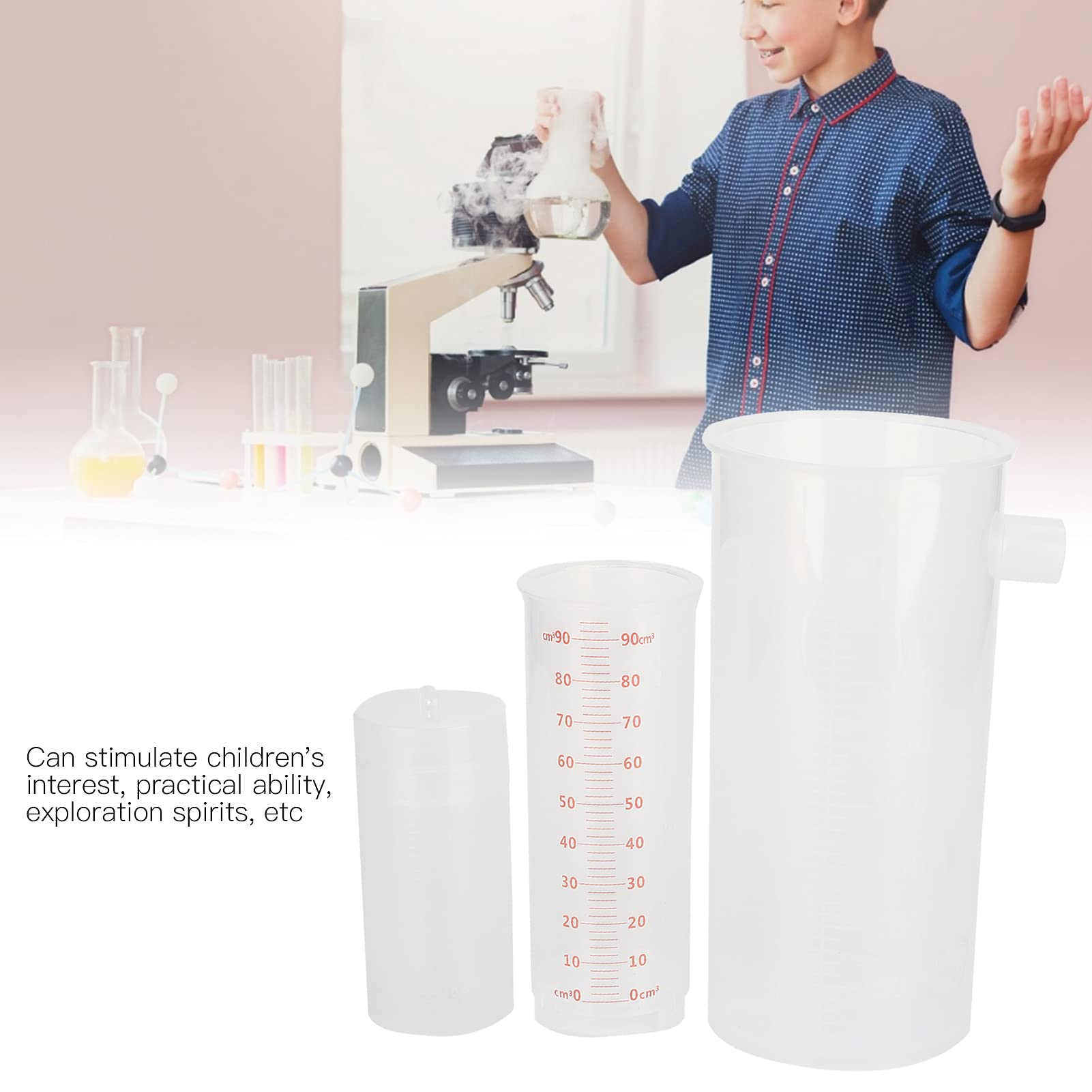 Plastic Graduated Cylinder,Physics Experiment Measuring Test Tube Set with Overflow Cup,Weight and 2 Hook,Suitable for Physics Teaching(Buoyancy Principle Experimental Equipment)