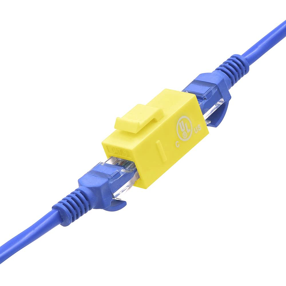VCE UL Listed 25-Pack CAT6 RJ45 Keystone Inline Coupler-Black Bundle with 15-Pack Blue+Red+Yellow CAT6 Keystone Coupler