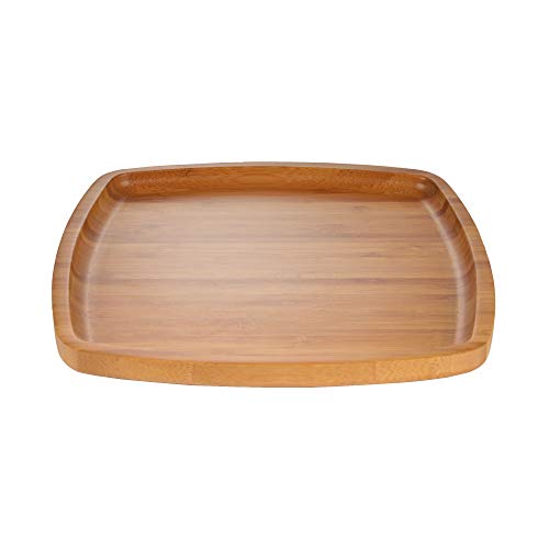 BambooMN 8" x 8" Organic Bamboo Decorative Display Table Top Tea Serving Tray Plate Holder for Coffee Dining Table, Countertop or Kitchen