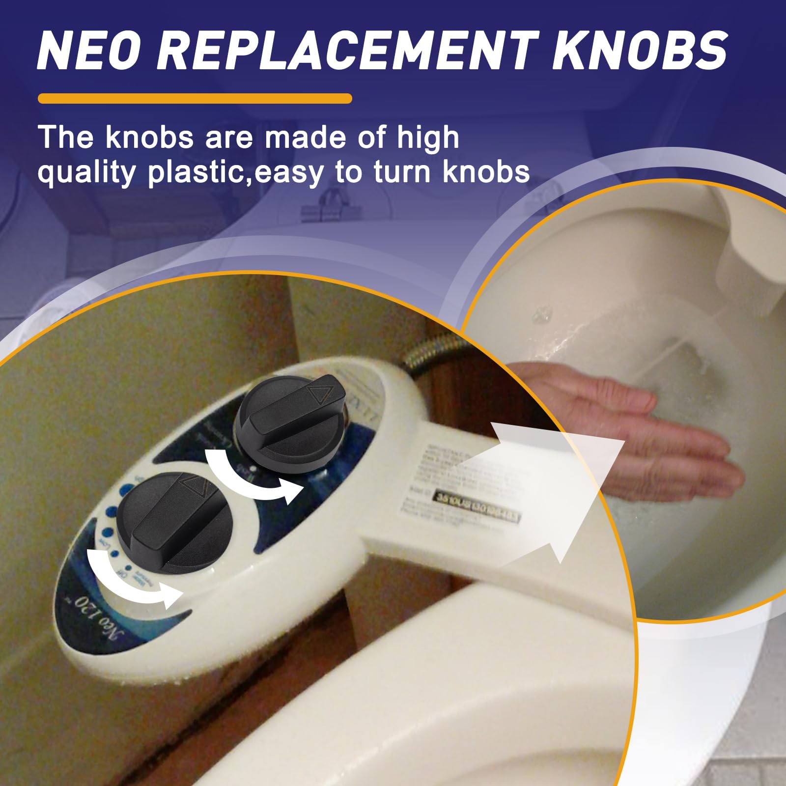 2-Pack Replacement Knob for Luxe Bidet Neo 120 & Neo 185, Knob Accessories for Luxe Bidet Neo 120 & Neo 185(Black)