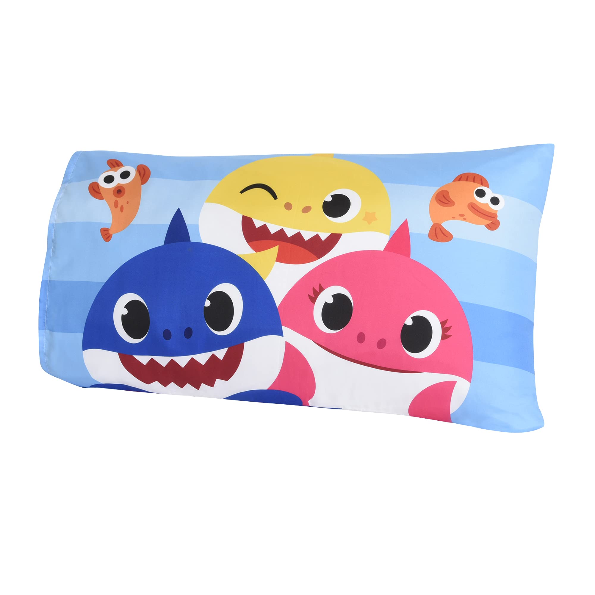Expressions 3 Piece Toddler Bedding Set Baby Shark Standard Crib Bedding Set, Includes Soft Microfiber Reversible Comforter, Fitted Sheet, Pillowcase for Kids (Official Baby Shark Product)