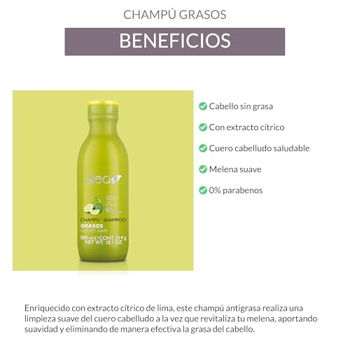 ALEA - Anti-Grease Shampoo - Greasy Hair Shampoo - 500 ml - with Lime Extract - Controls Excess Grease in Hair - Healthy Scalp - Soft Hair - Paraben-Free
