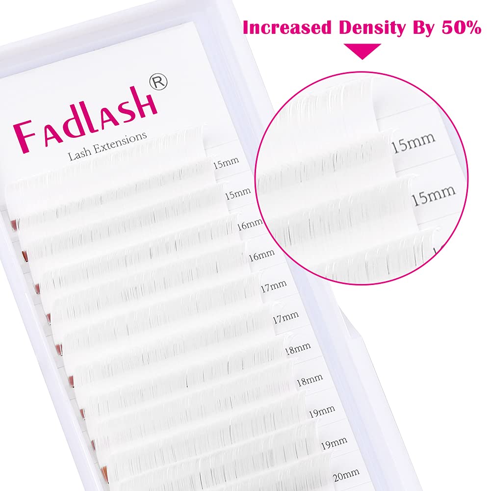 Eyelash Extension 0.07 Colored Easy Fan Lashes White D Curl Self Fanning Lashes Colored, Volume Lash Extensions (White 0.07D, 15-20mm)