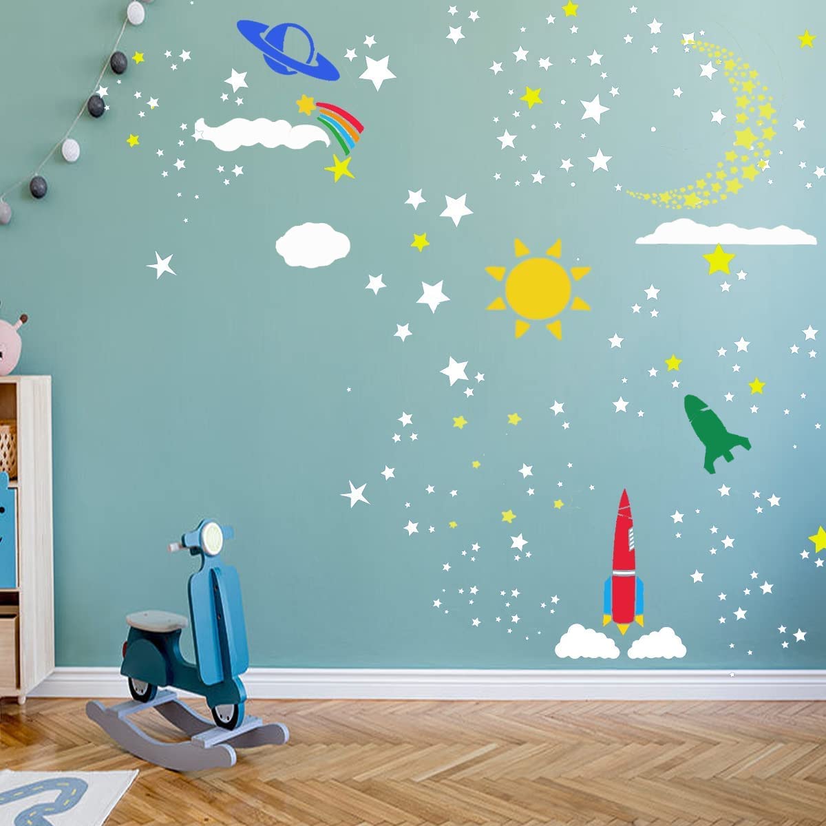 12 Pieces Moon Star Cloud Stencils for Painting Reusable Drawing Painting Stencils Sun Clouds Template for Home Decoration on Wood Wall Crafts Projects