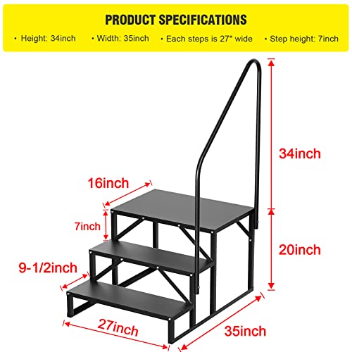 2 Step Stairs 5th Wheel Stair Hot Tub Steps Outdoor RV Alloy Steel Step Ladder Support Economy Stair Riser Quick Eases Boarding and Exitingfor RVs and Travel Camper Trailers Non Slip Assist Handrail