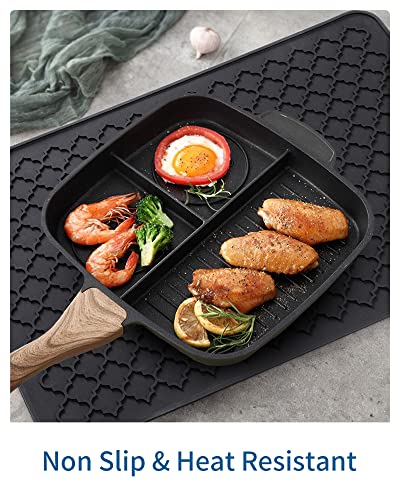 AMOAMI-Dish Drying Mats for Kitchen Counter Heat Resistant Mat Kitchen Gadgets Kitchen Accessories (16" x 24", BLACK)