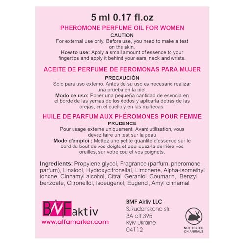 ALFAMARKER Pheromones Perfumes for Women - Long-Lasting Oil Formula - Aroma para Mujeres - Pheromone Perfume Oil for Women - Bottle 5ml with Dropper