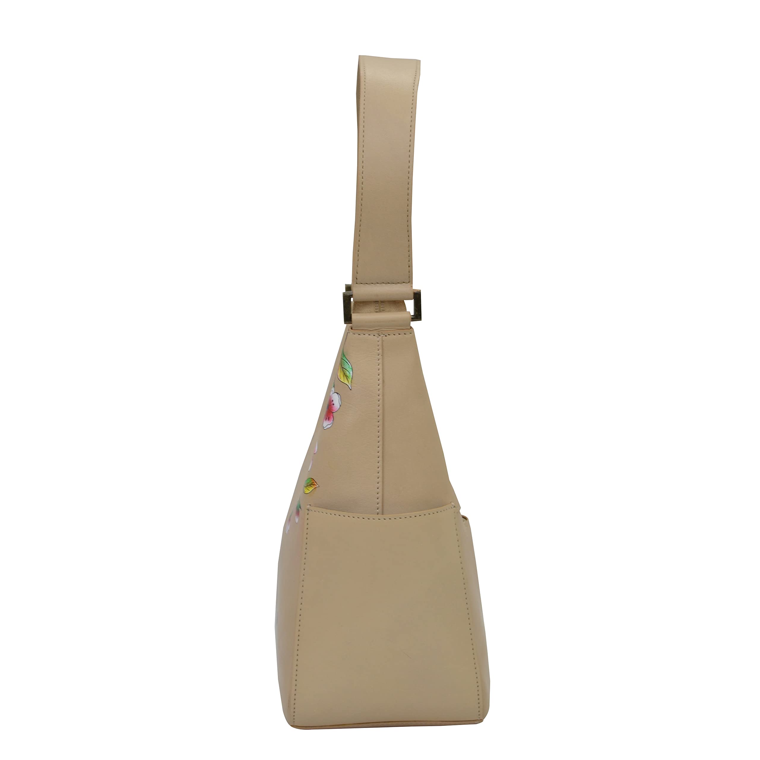 Anuschka Women's Hand Painted Genuine Vegetable Tanned Leather Hobo - Flower Garden Almond