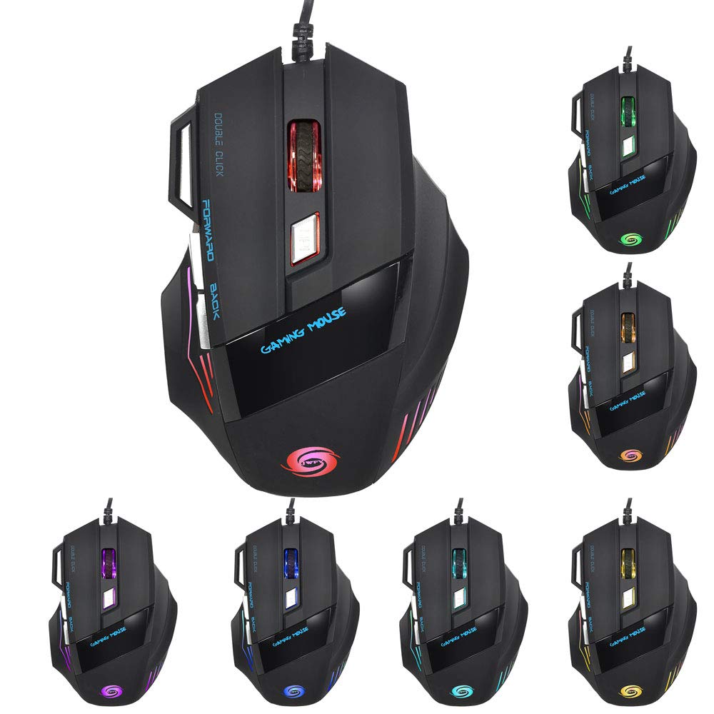 A868 Fantastic Alternating Light USB 2.0 7-Button Wired Game Mouse Black