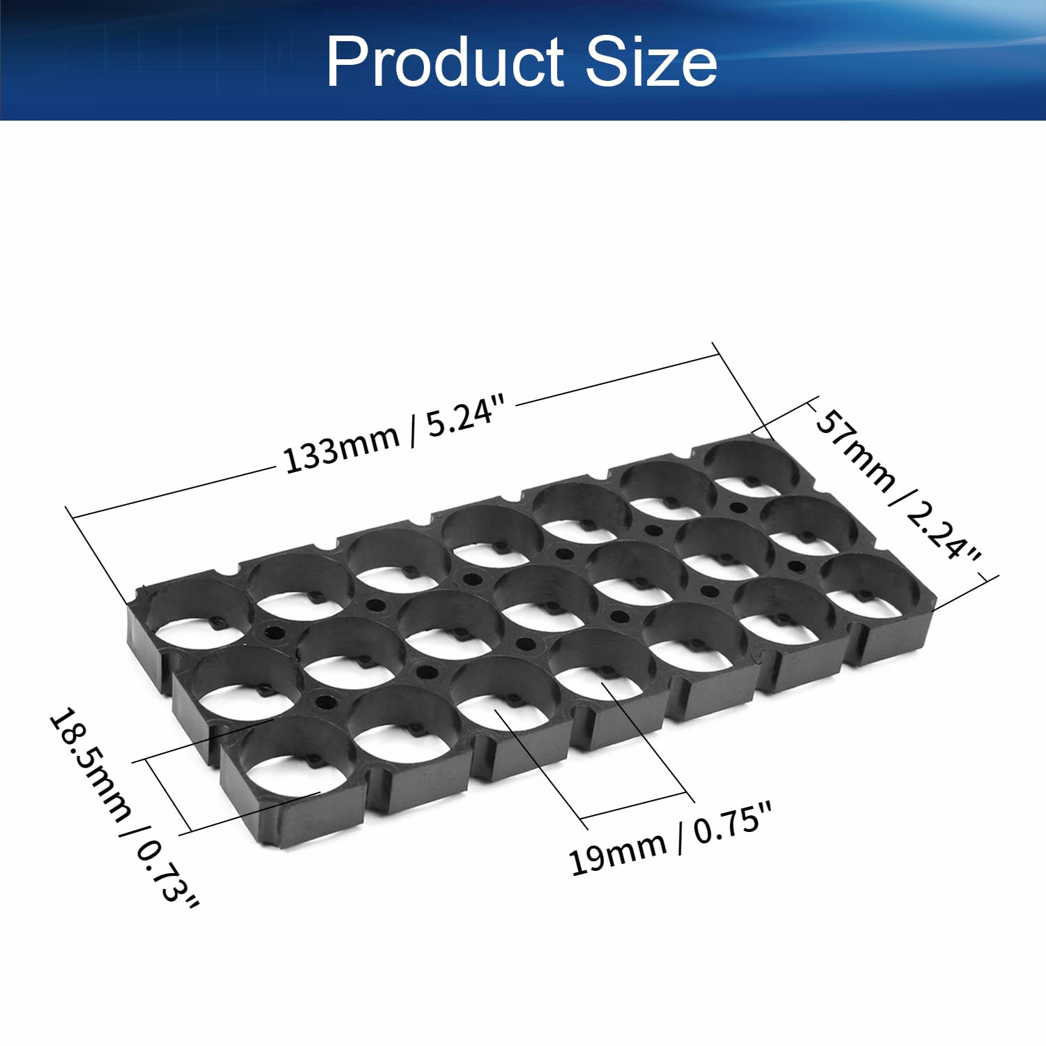 Heyiarbeit 20Pcs 3x7 Cell Spacer 18650 Lithium Battery Plastic Holder Bracket for DIY Battery Pack 18.5mm Hole Dia