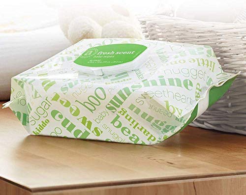 Amazon Elements Baby Wipes, Fresh, 80 Count, Flip-Top Packs