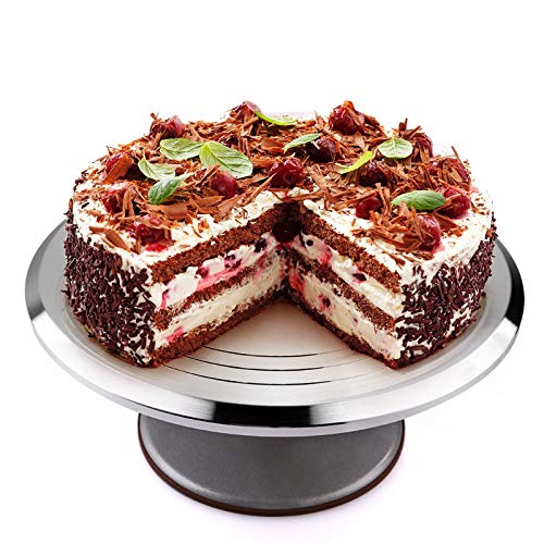 12'' Cake Stand, Cake Spinner Cake Decorating Supplies, Round Decorating Turntable Revolving Aluminum Table Holder Baking Display Tray Plate Tools Accessories for Birthday Wedding Party